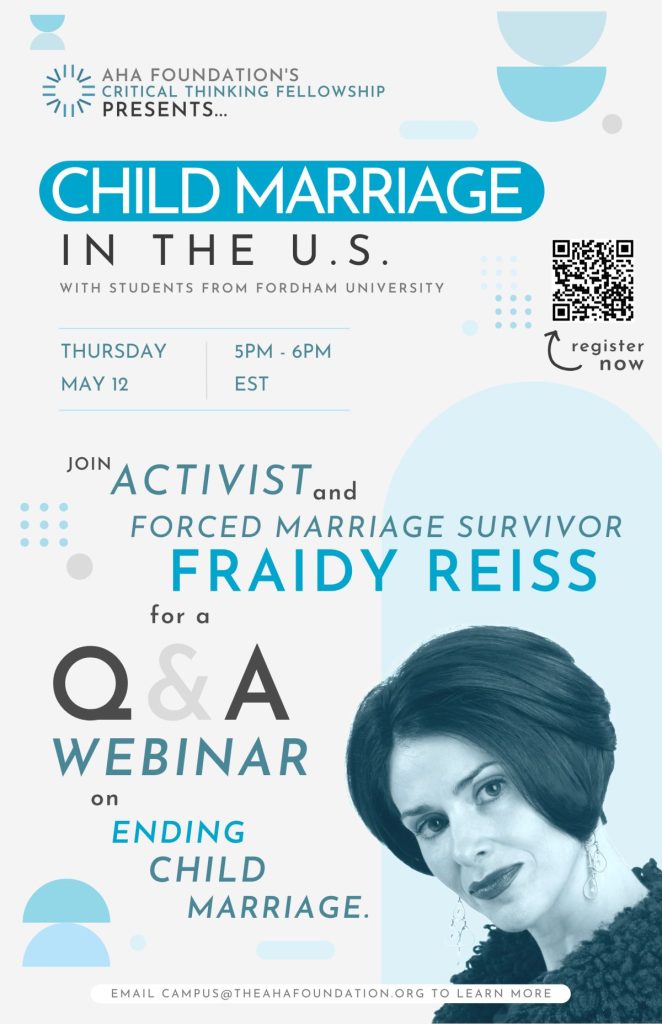 Webinar: Child marriage in the U.S. with Fraidy Reiss and students from ...